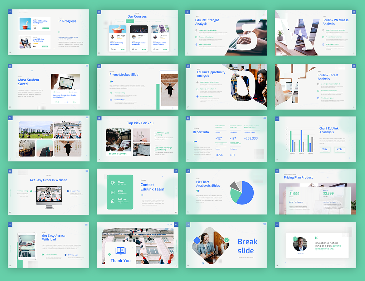 E-Course and Education Presentation Template, Presentation Templates