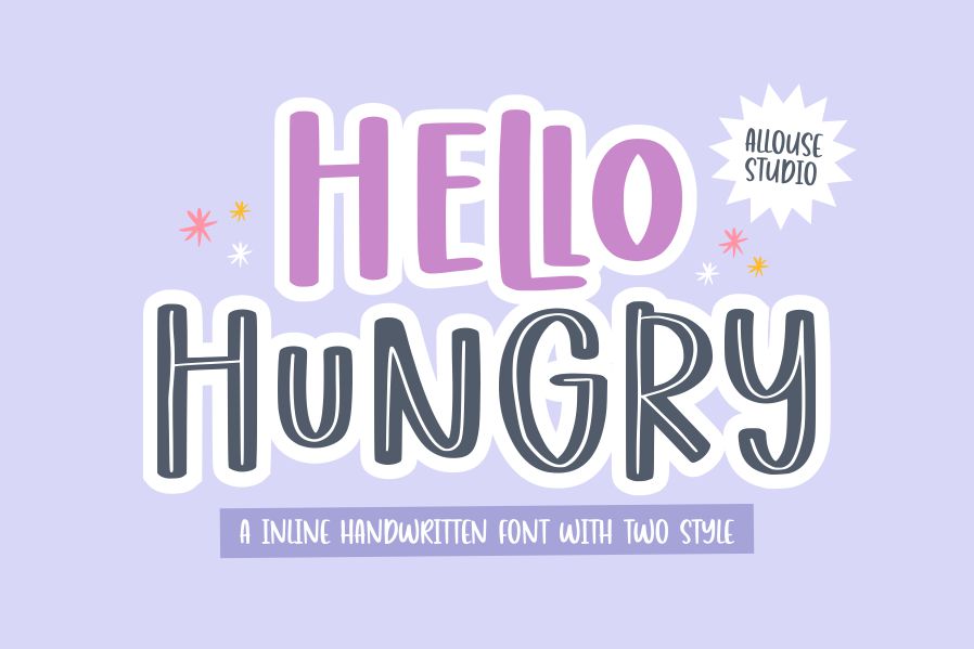 Hello Hungry A Inline Handwritten Font, Fonts | GraphicRiver