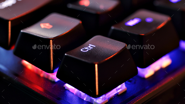 Keyboard key - Control - macro shot. gaming keyboard close-up with ...