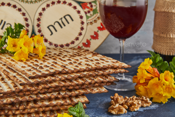 Pesach celebration concept - Jewish holiday Pesach. Background with ...