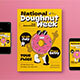 Yellow Modern National Doughnut Week Flyer Set, Print Templates ...