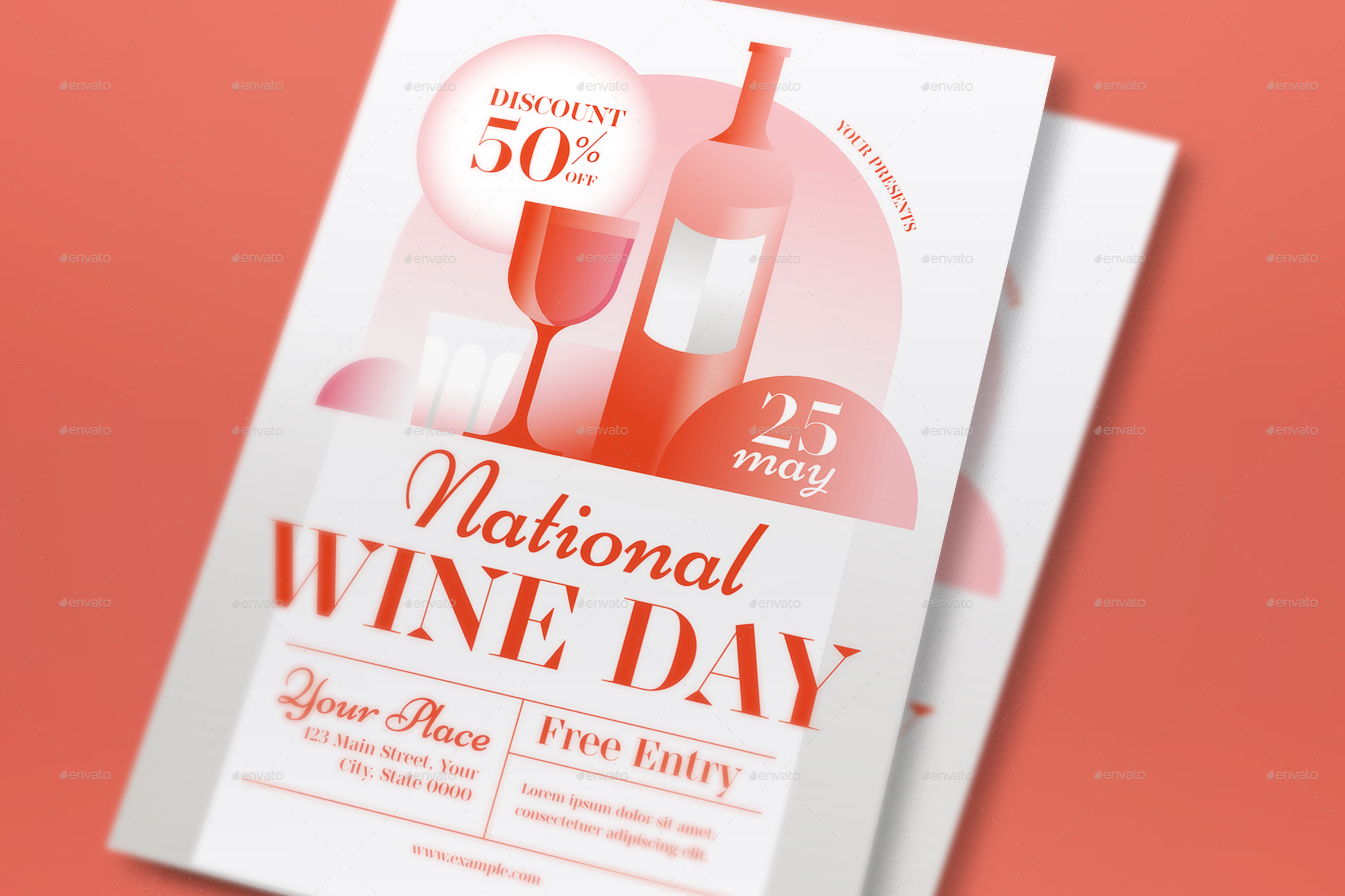 Grey Art Deco National Wine Day Flyer Set, Print Templates | GraphicRiver