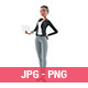 3D Character Woman Standing with Laptop, Graphics | GraphicRiver
