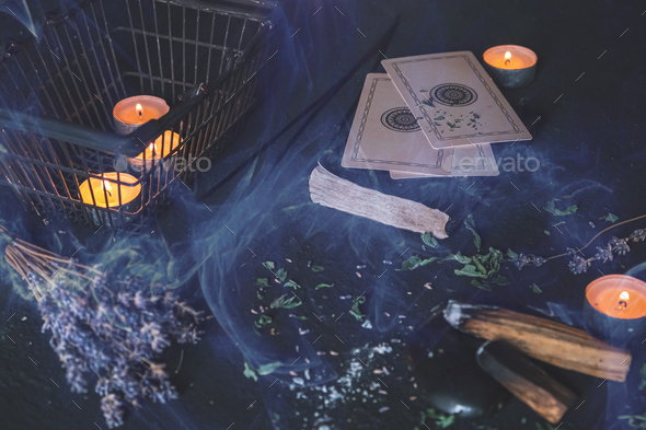 Tarot, astrology,Esoteric, Occult mystical ritual scene of sorcery ...