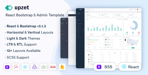 Upzet - React Admin &amp; Dashboard Template by themesdesign | ThemeForest