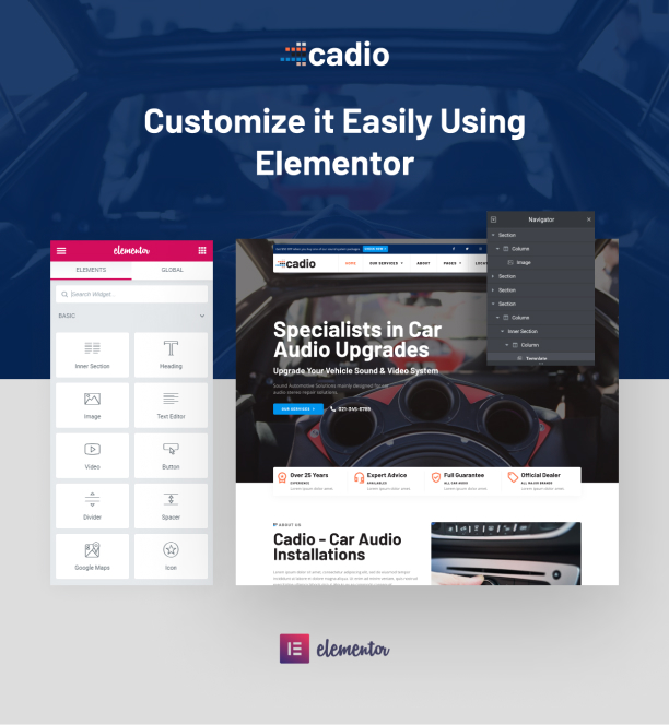 Cadio - Car Audio Workshop Elementor Template Kit by ThemeWarriors
