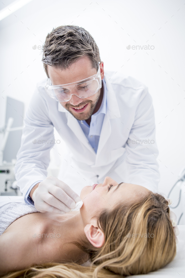 Aesthetic surgery, woman receiving treatment Stock Photo by westend61
