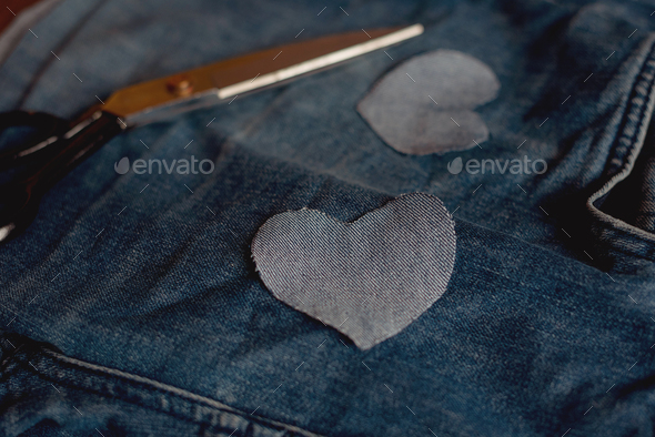Upcycle old denim garbage. Recycling old jeans. Stock Photo by Yuliya ...