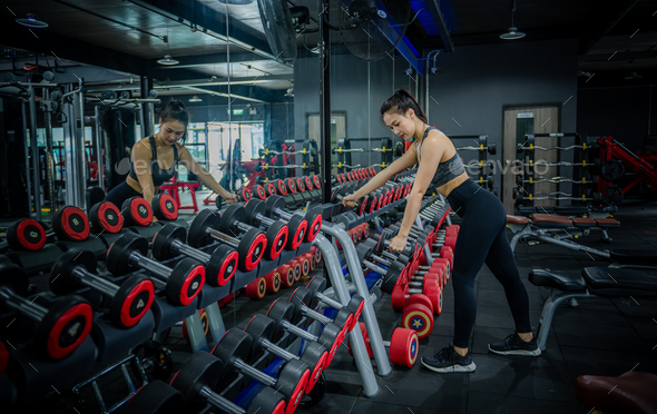 Sport beautiful fitness woman wear sportwear posing exercise with ...