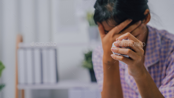 Stressed asia people housewife financial crisis, crazy, angry doing ...