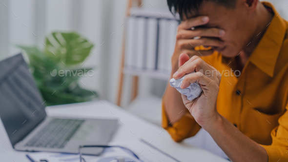 Stressed asia people businessman financial crisis, crazy, angry doing ...