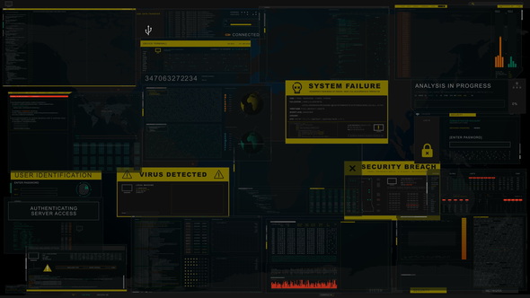 System Hack Screens Pack 3 4K (115+ elements), After Effects Project Files