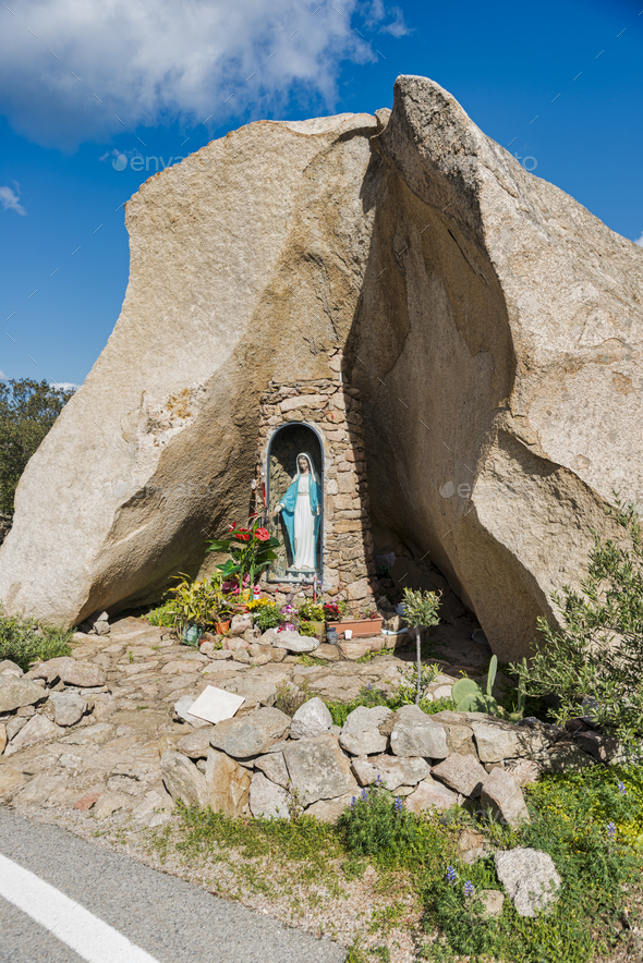 catholic monument at the road on sardinia Stock Photo by compuinfoto