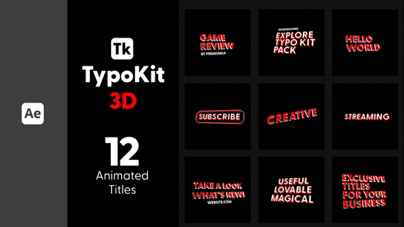 Typo Kit 3D Titles for After Effects, After Effects Project Files ...