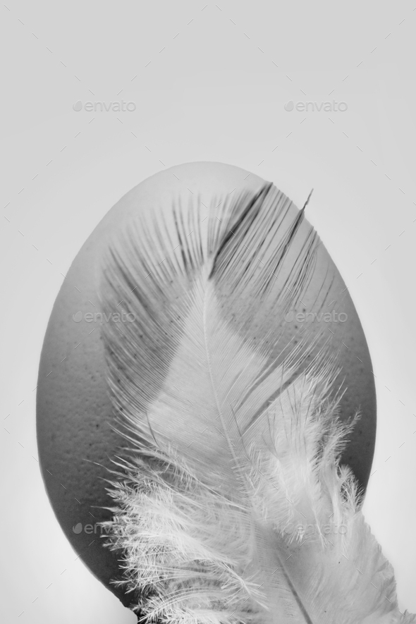 Happy easter template with decor of monochrome easter eggs on gray ...