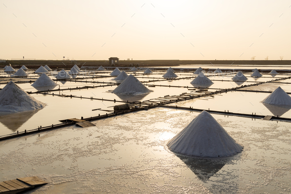 Jingzaijiao Tile paved Salt Fields in Tainan of Taiwan Stock Photo by ...