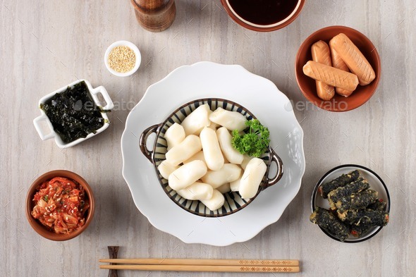Korean Bar Rice Cake (Stick of Rounded Rice Cake Stock Photo by ...