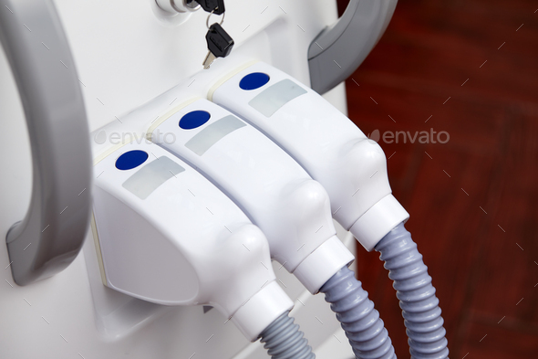 Skin Treatment Laser Equipment. Medical Worker Sets Indices On Screen ...