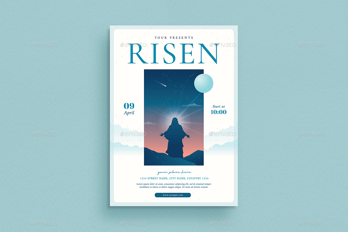 Clean Elegant He is Risen Event Flyer Template, Print Templates ...