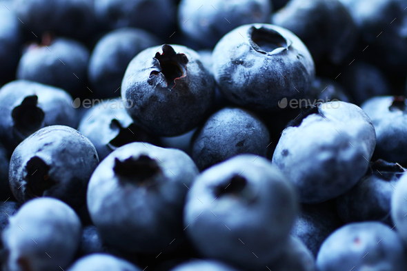 Macro photo of blueberries.Original color.A handful of blueberries ...