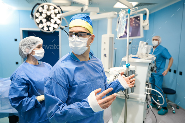 Process of preparing for a surgical operation in preoperative room ...