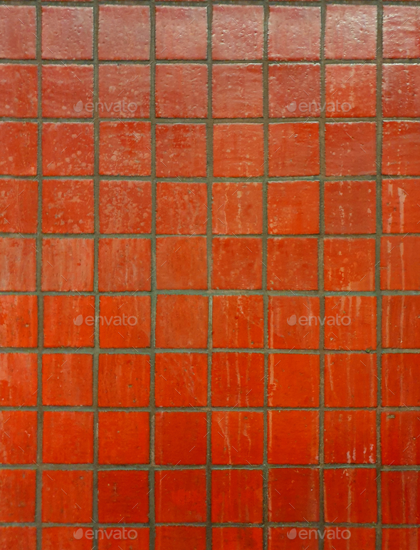 retro red tiled wall full frame, background Stock Photo by Angela_Sikiric