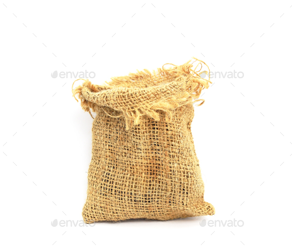 Empty burlap sack bag isolated on white background Stock Photo by ...