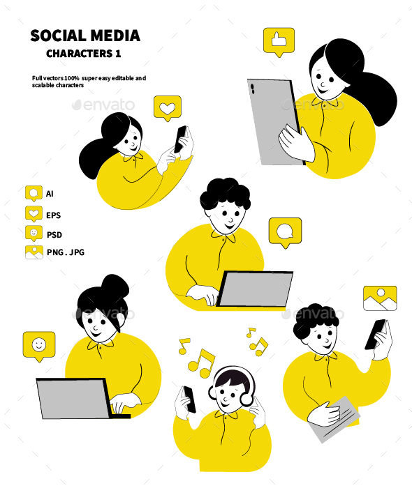 Social Media Character, Vectors | GraphicRiver