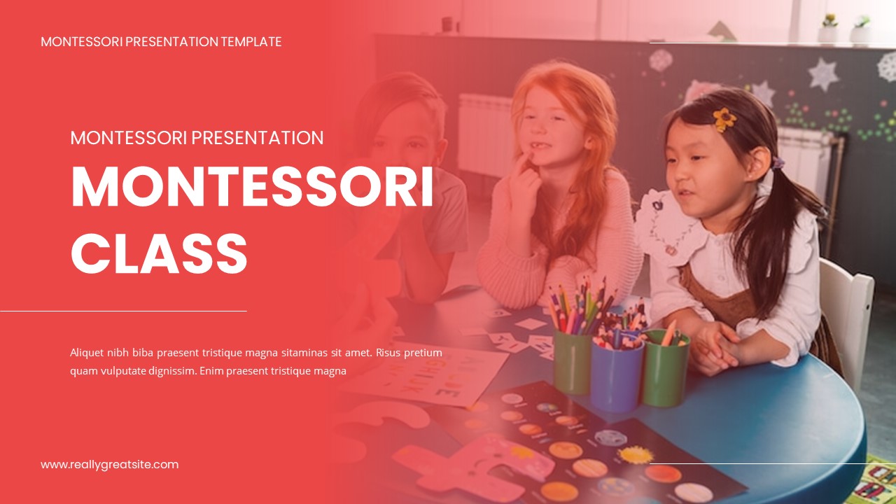 Professional Montessori Class PowerPoint Template, Presentation Templates