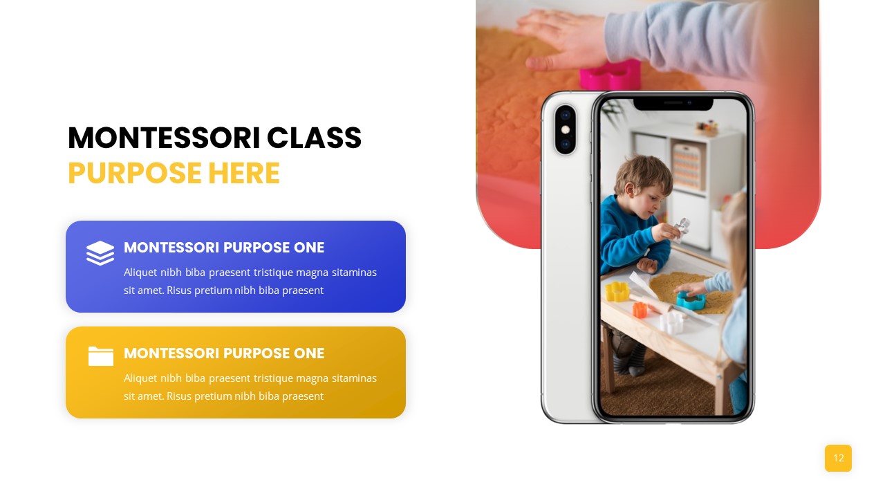 Professional Montessori Class PowerPoint Template, Presentation Templates