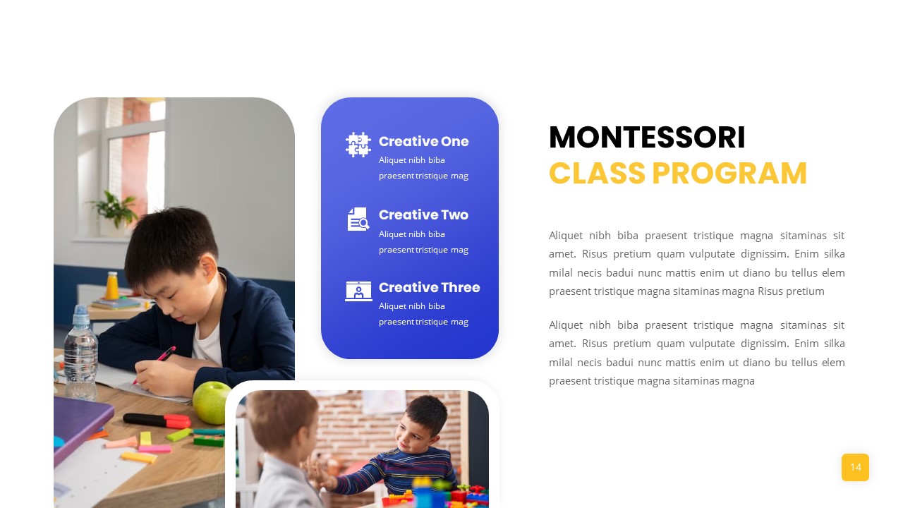Professional Montessori Class PowerPoint Template, Presentation Templates