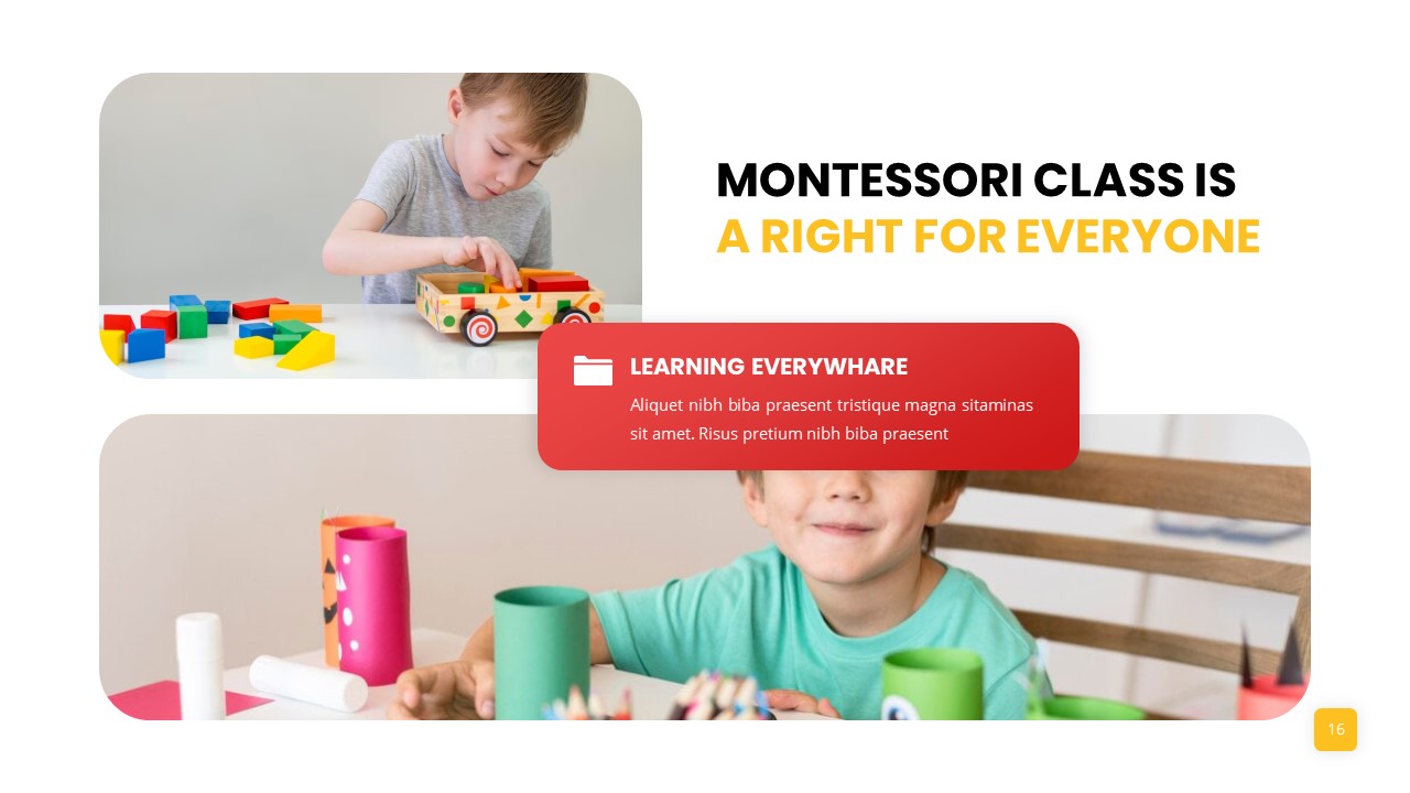 Professional Montessori Class PowerPoint Template, Presentation Templates