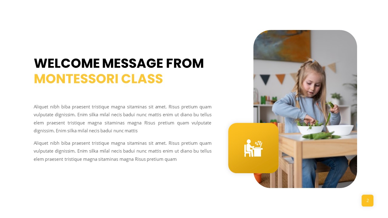 Professional Montessori Class PowerPoint Template, Presentation Templates