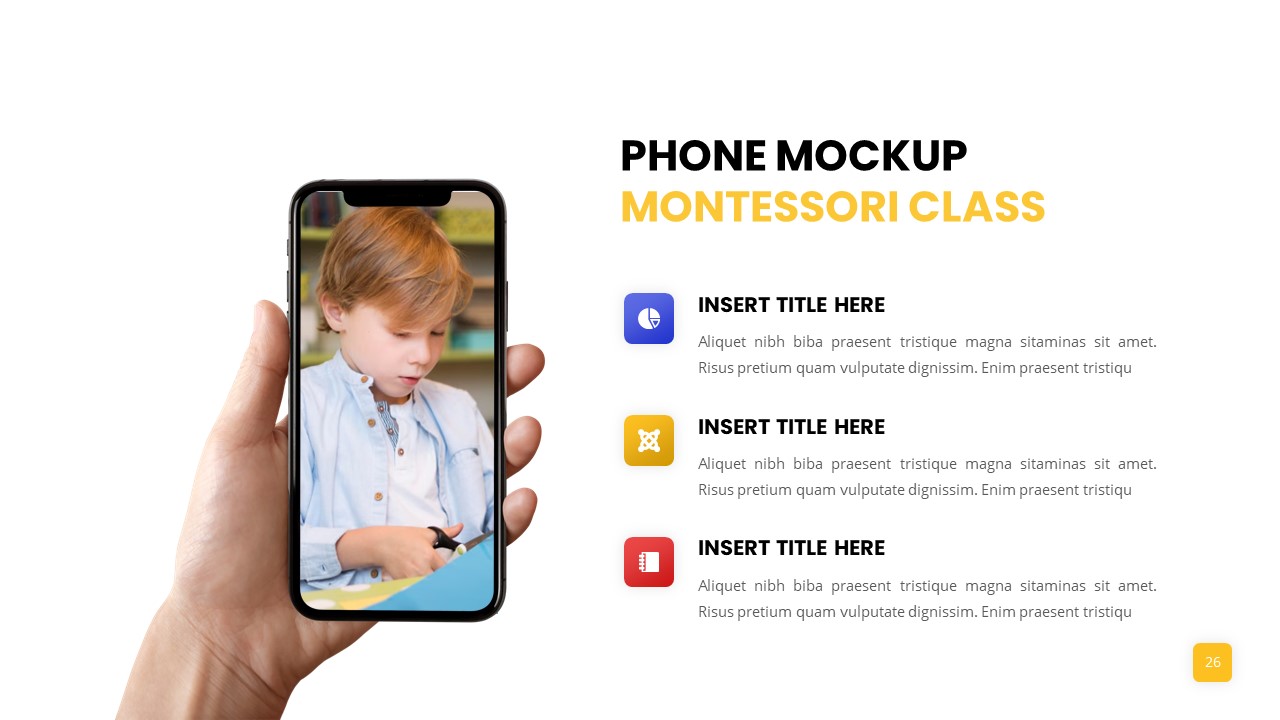 Professional Montessori Class PowerPoint Template, Presentation Templates