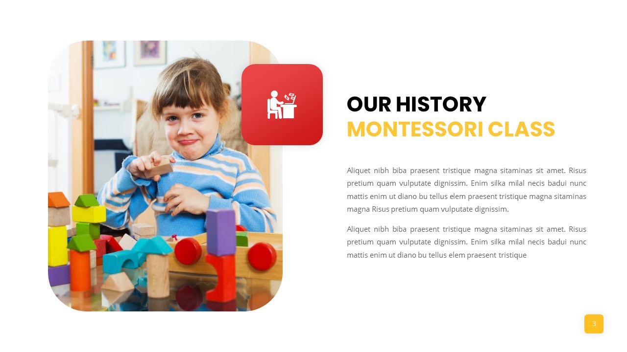 Professional Montessori Class PowerPoint Template, Presentation Templates