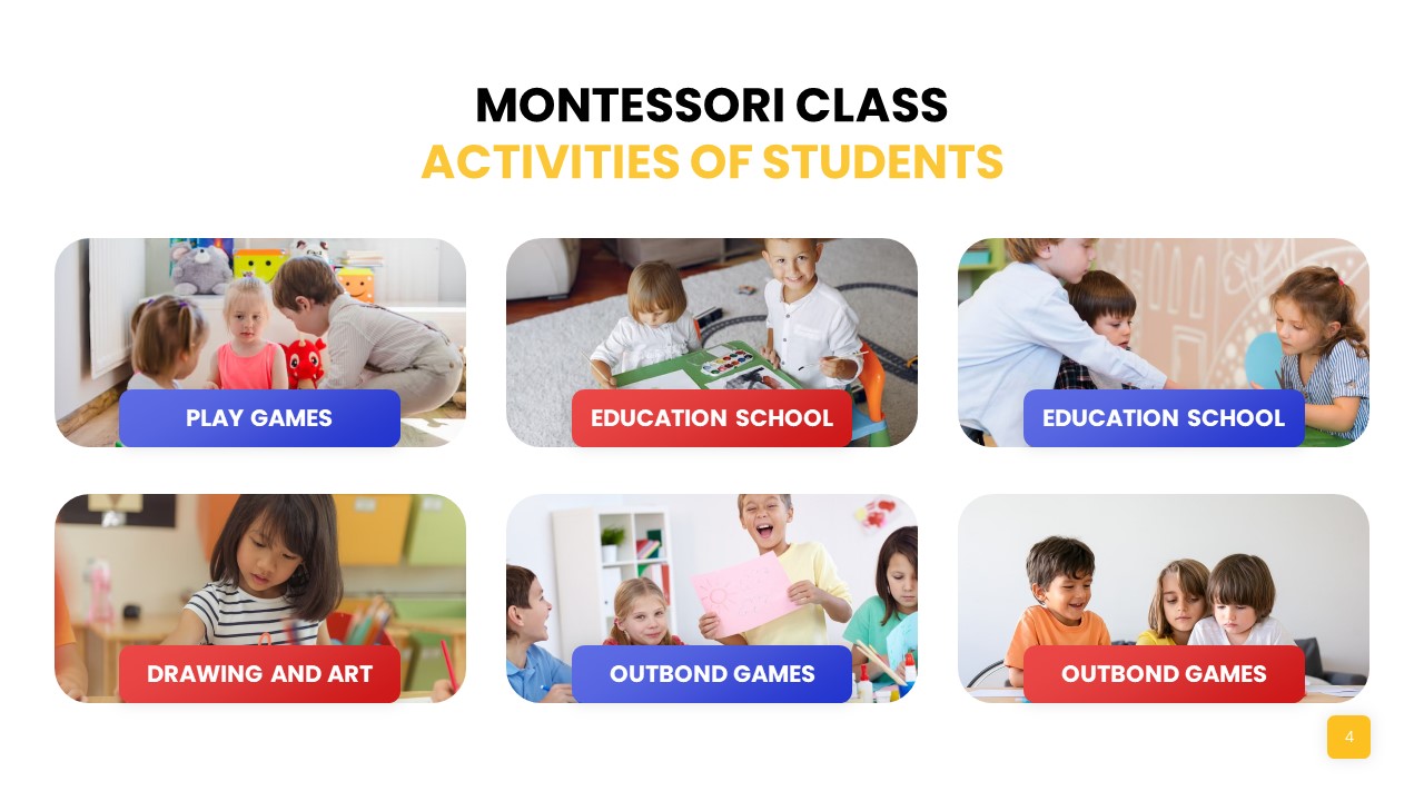 Professional Montessori Class PowerPoint Template, Presentation Templates