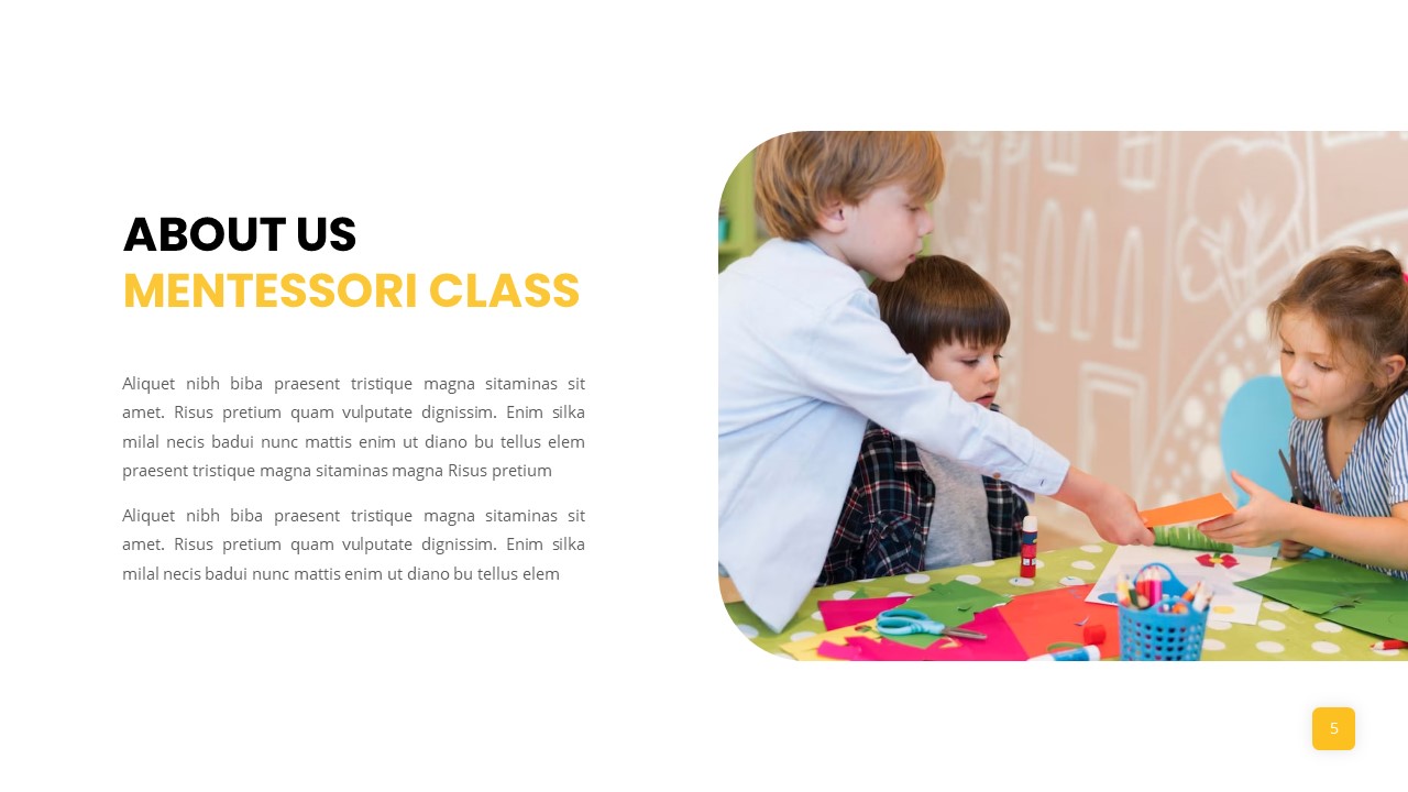 Professional Montessori Class PowerPoint Template, Presentation Templates