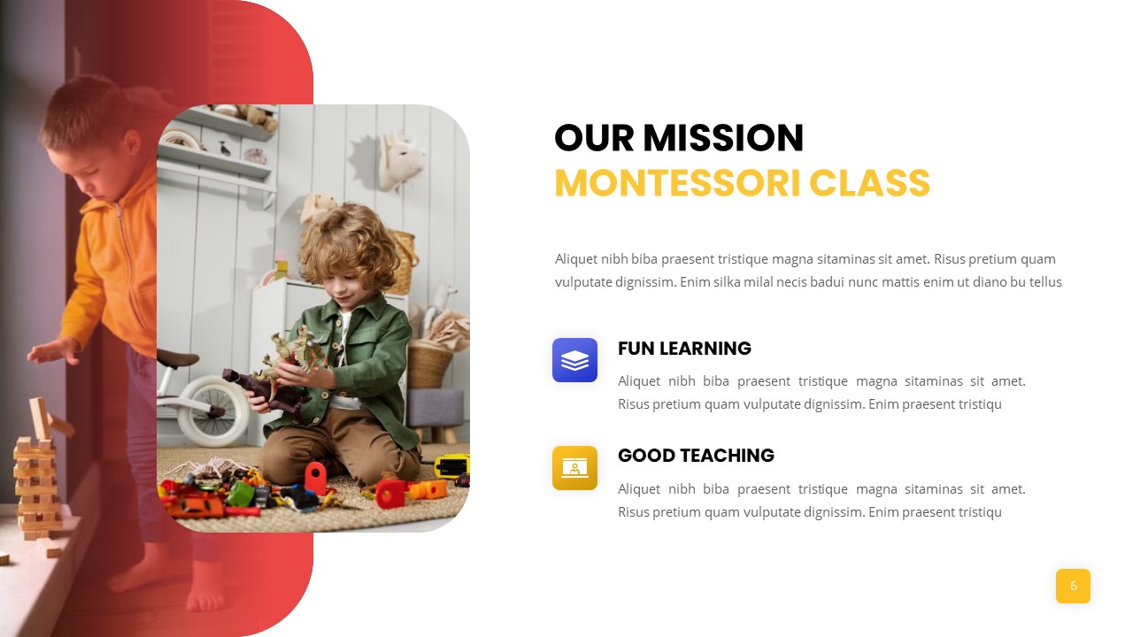 Professional Montessori Class PowerPoint Template, Presentation Templates