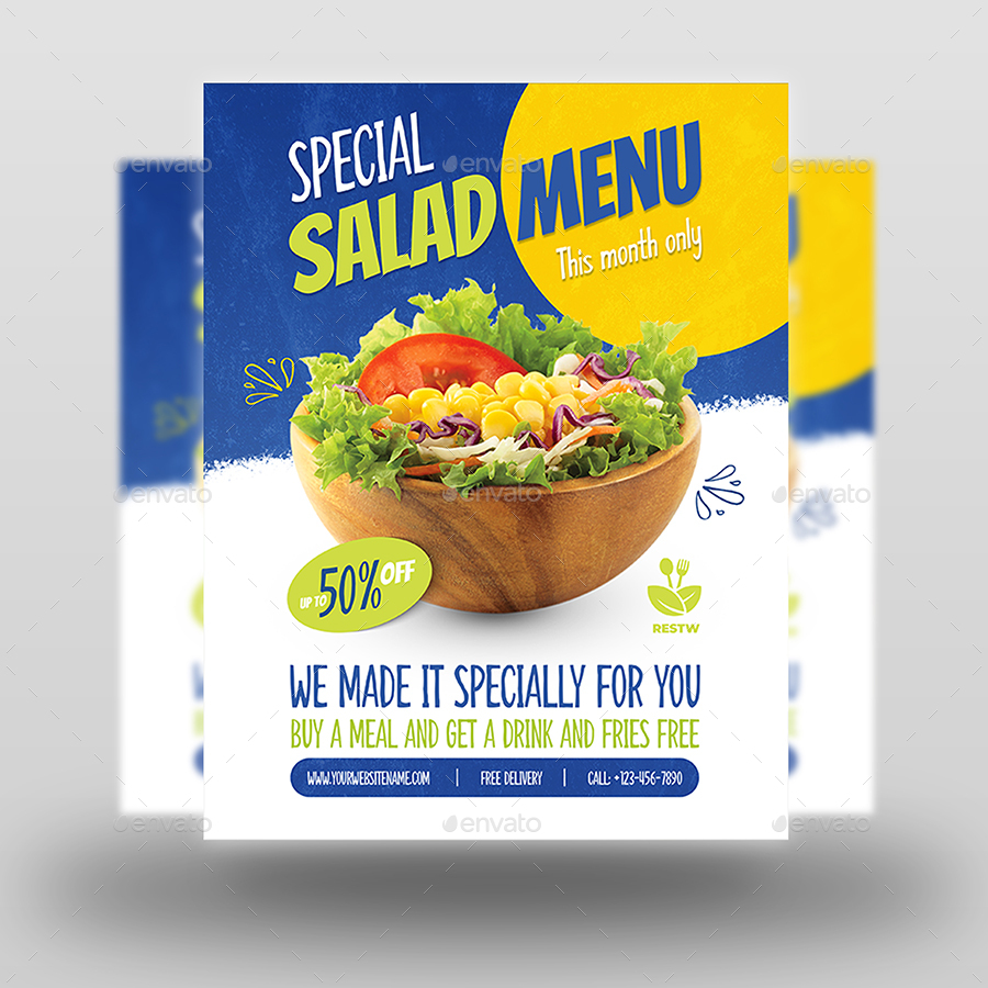 Salad Restaurant Flyer Template Vol.3, Print Templates | GraphicRiver
