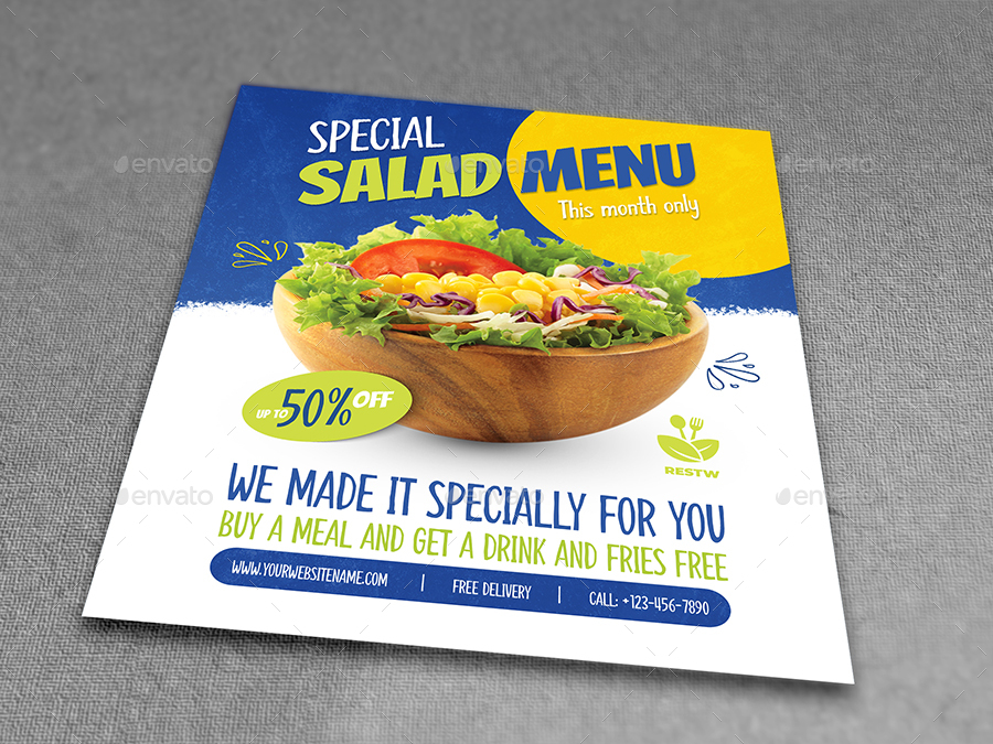 Salad Restaurant Flyer Template Vol.3, Print Templates | GraphicRiver