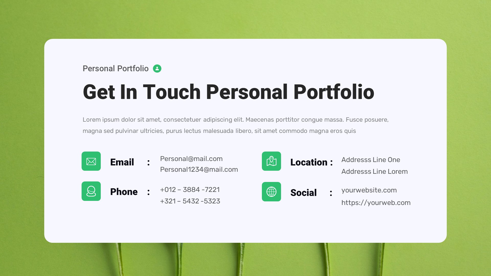 Personal Portfolio Google Slides Template, Presentation Templates ...