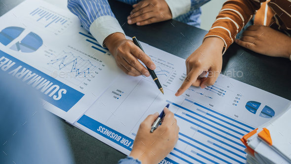 Close up group of business woman discussion and brainstorming ...