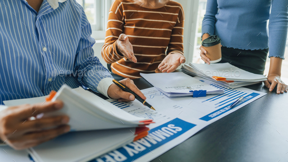 Close up group of business woman discussion and brainstorming ...