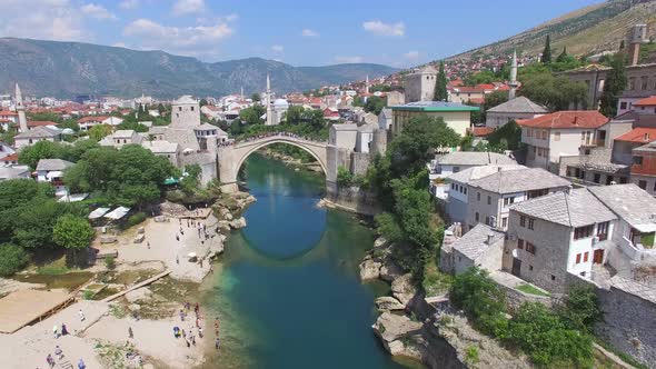 Aerial view of Mostar city in Bosnia, Stock Footage | VideoHive