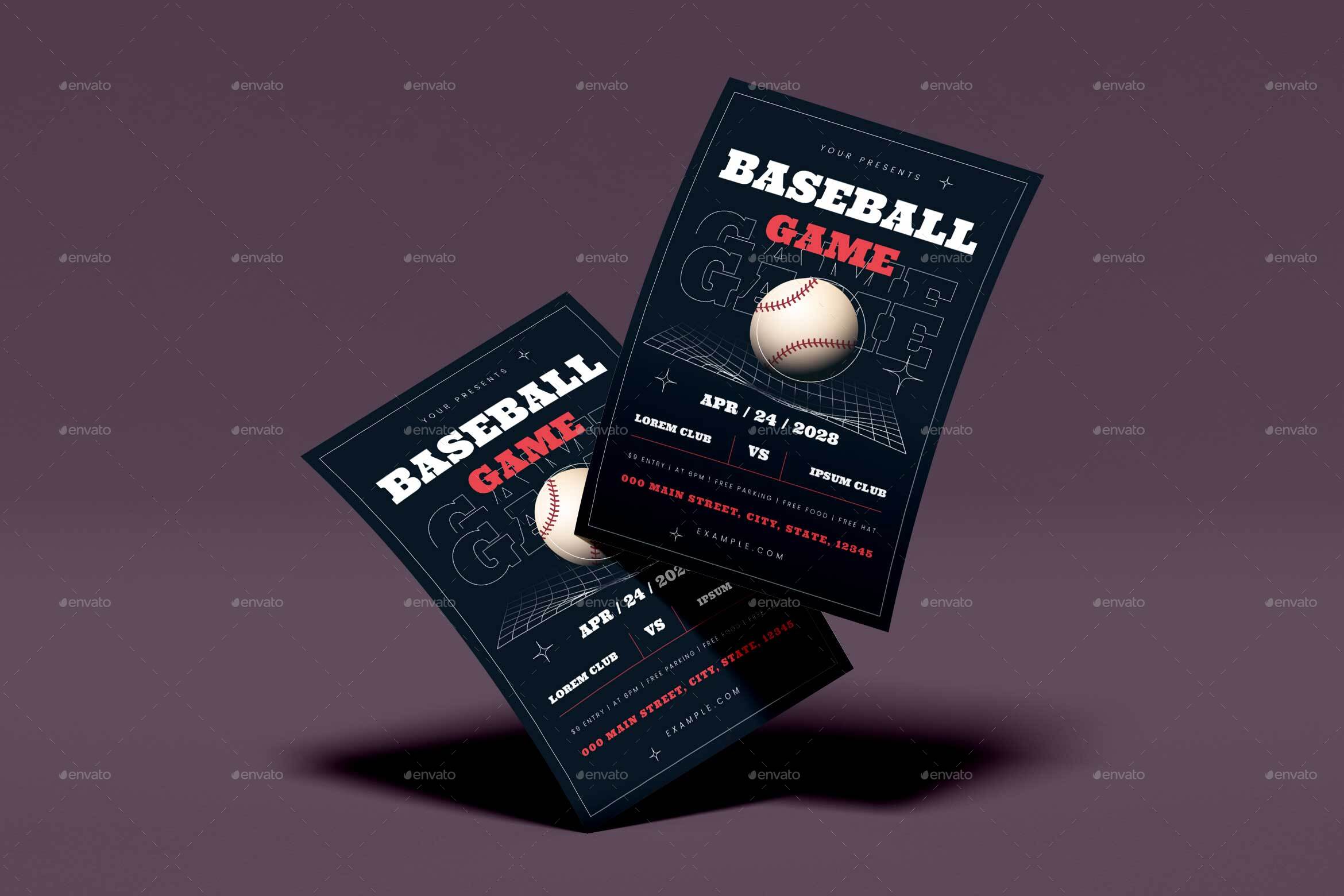 Baseball Game Flyer Set, Print Templates | GraphicRiver