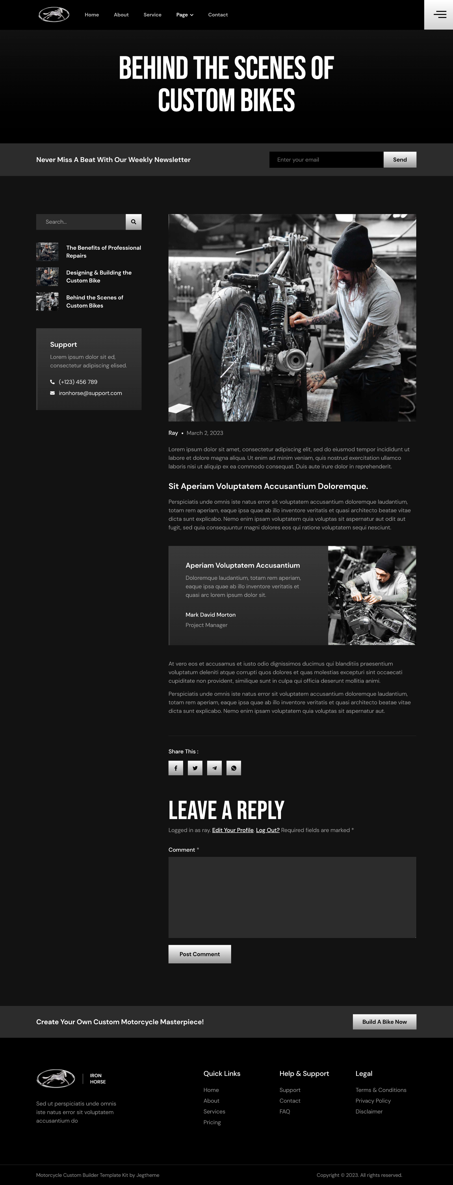 Iron Horse – Custom Motorcycle Builder Elementor Template Kit by jegtheme