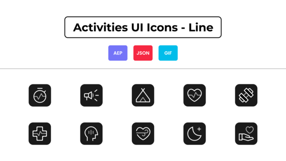 Activities UI Icons - Line, After Effects Project Files | VideoHive