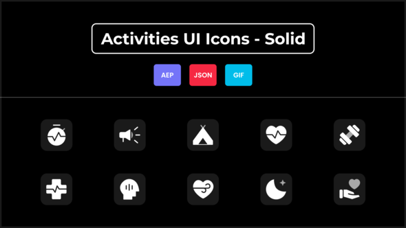 Activities UI Icons - Solid, After Effects Project Files | VideoHive