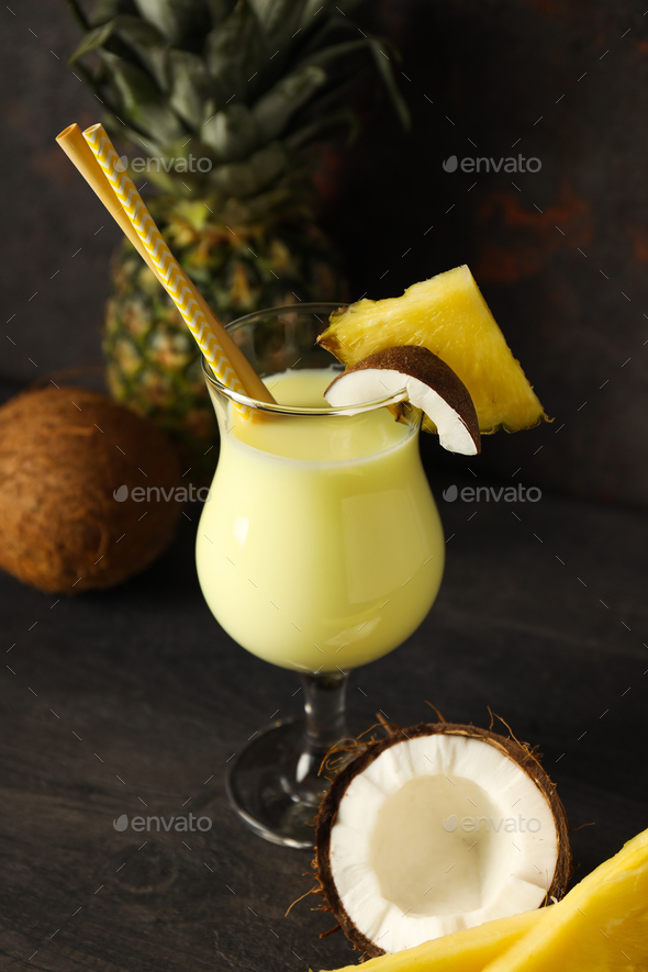 Fresh summer cocktail - Pina colada, fresh summer drink concept Stock ...