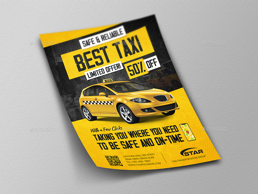 Taxi Service Flyer Template Vol.2, Print Templates | GraphicRiver